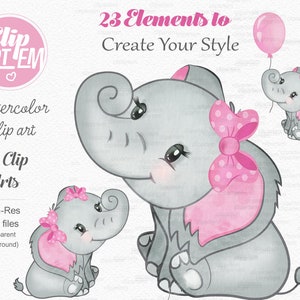 Elephant Girl Clip Art, Watercolor. Watercolor Baby Elephant Clipart ...