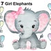 Purple Elephant Bundle 16 Clip Art, Watercolor Baby Girl Elephants With ...