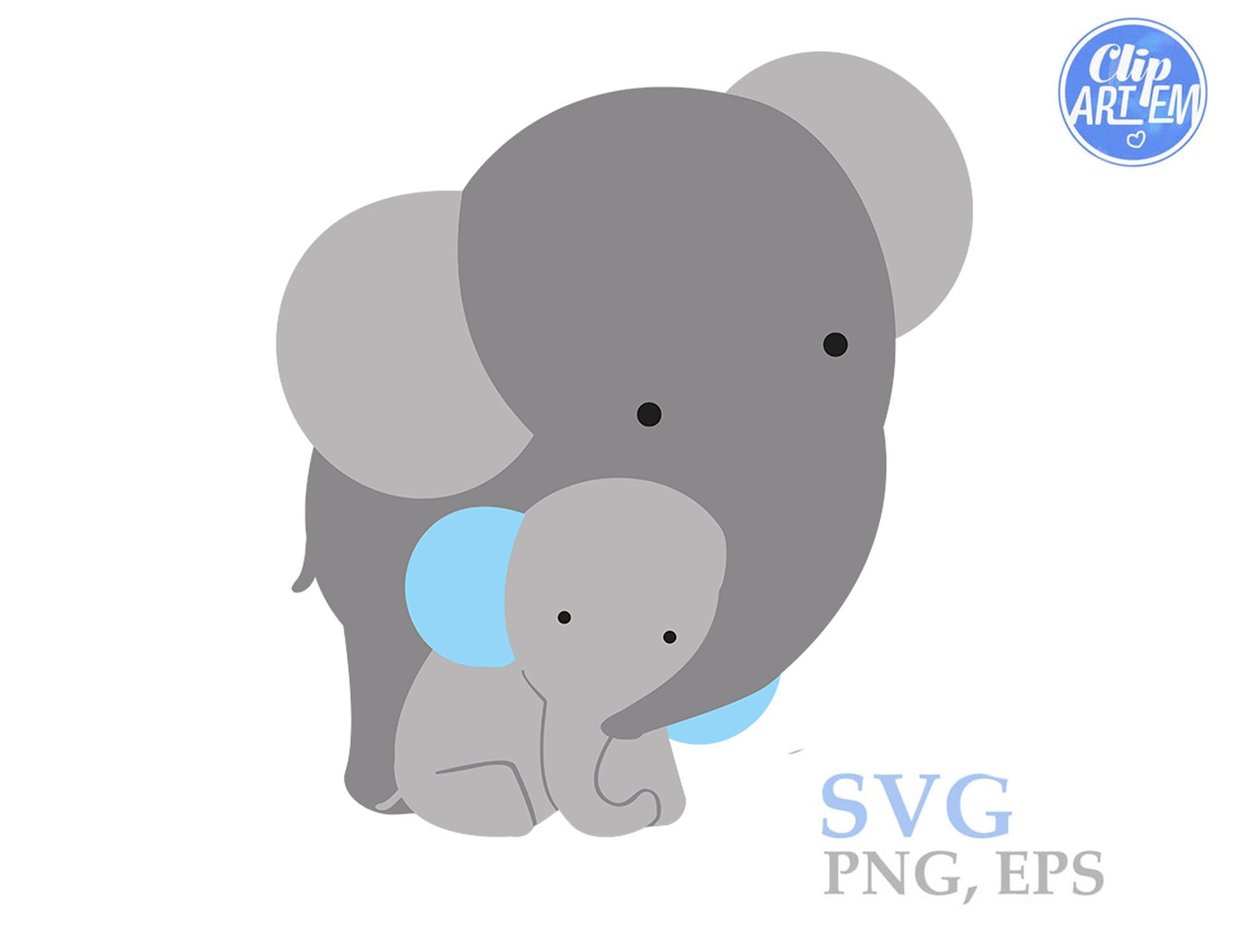 Baby Elephant Clip Art Blue
