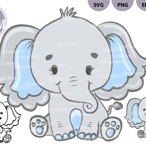 Blue Boy Elephant SVG, Cutting File, Vector, Elephant With Blue Ears ...