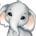 Watercolor Elephant Clip Art, Very Cute Little Peanut, Gender Neutral ...