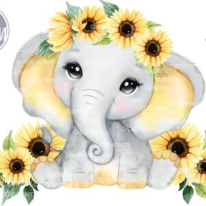 Elephant Sunflower Baby Shower Decorations, Elephant Baby Girl Yellow ...