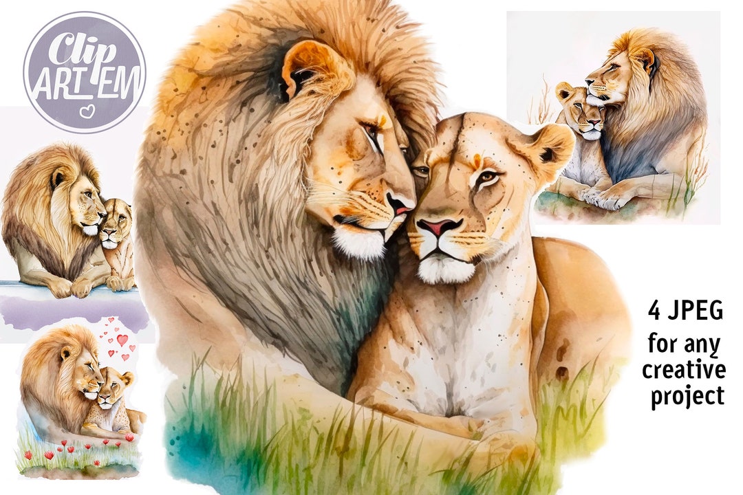 Lion Love, Lioness Couple in Love, Valentine's Day Gift, Lion With ...