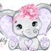 Purple Pink Beuriful Girl Elephant Clip Art, Image Baby Gril With Large ...