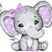 Purple Girl Elephant Clip Art, Watercolor Very Cute Little Peanut ...