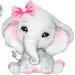 Girl Elephant With Pink Bow Clip Art, Very Cute Little Peanut,pink Gray ...