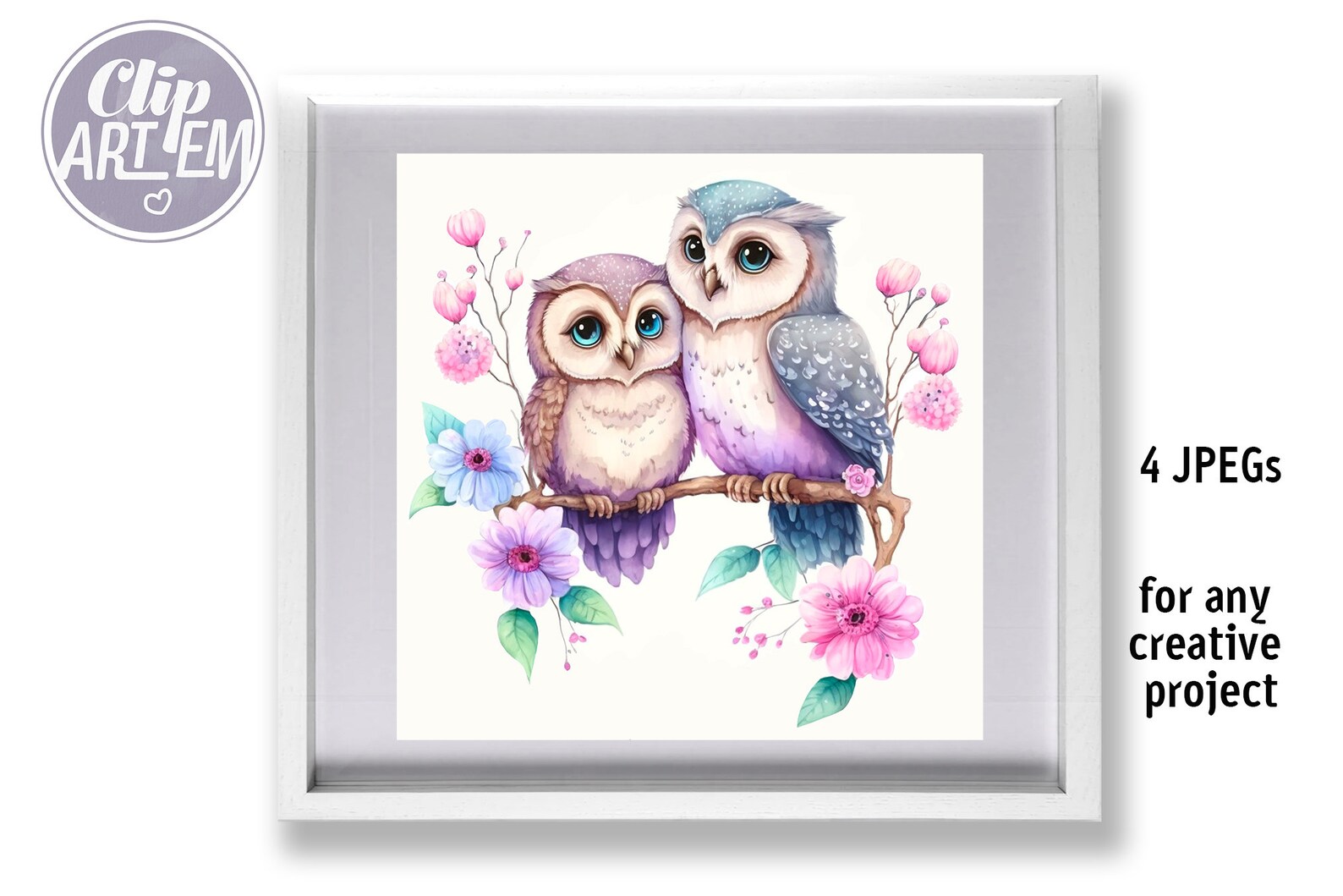 Two Owls in Love Wall Art Print Digital File. Love Owls - Etsy