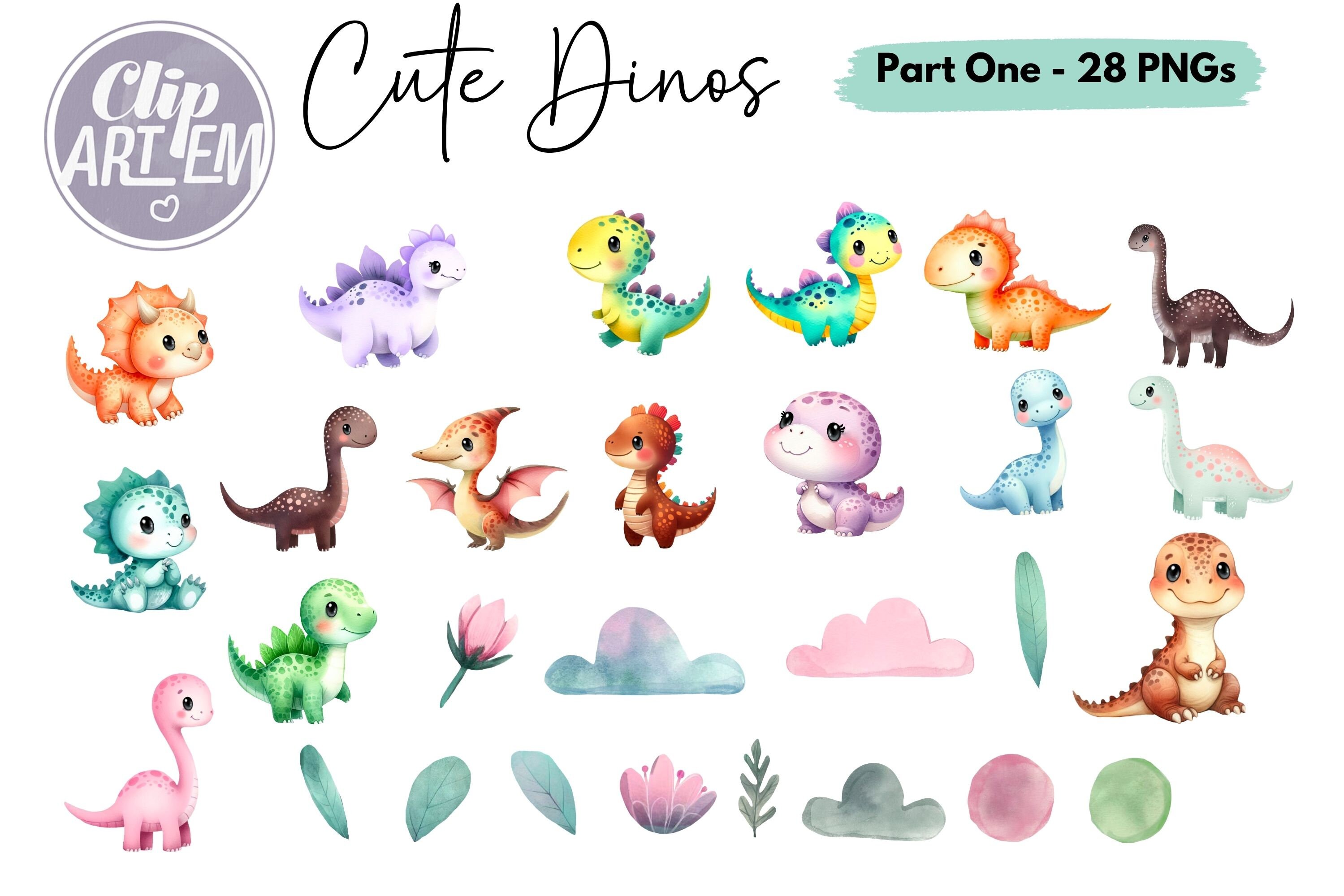 28 Dinosaur Clip Art Bundle, Dino Clip Art, Pink, Blue, Orange, Brown ...