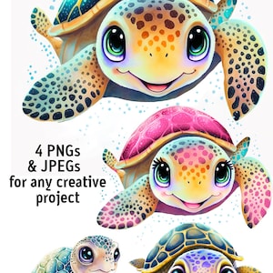 Baby Turtle Bundle Wall Art, Cute Little Turtles for Boy and Girl Nursery, Wall Hanging, Wall ...