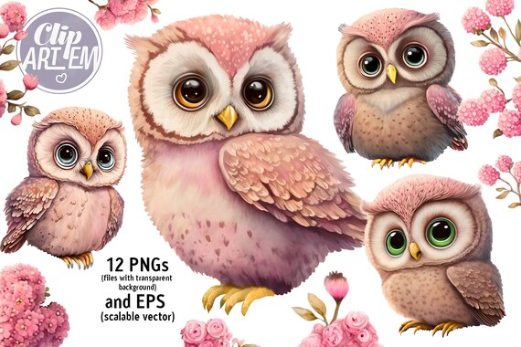 Pink Baby Owl Clipart