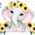 Watercolor Girl Elephant Clip Art, Floral Little Peanut,pink Roses ...