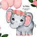 Coral Peach Elephant Floral Essential Bundle Set of Watercolor Flowers ...