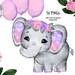 Pink Purple Elephant Girl Baby Clip Art, Set of 16 PNG Illustration ...