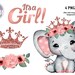 Rose Gold Baby Girl Elephant Watercolor Floral Princess Clip Art, Peach ...