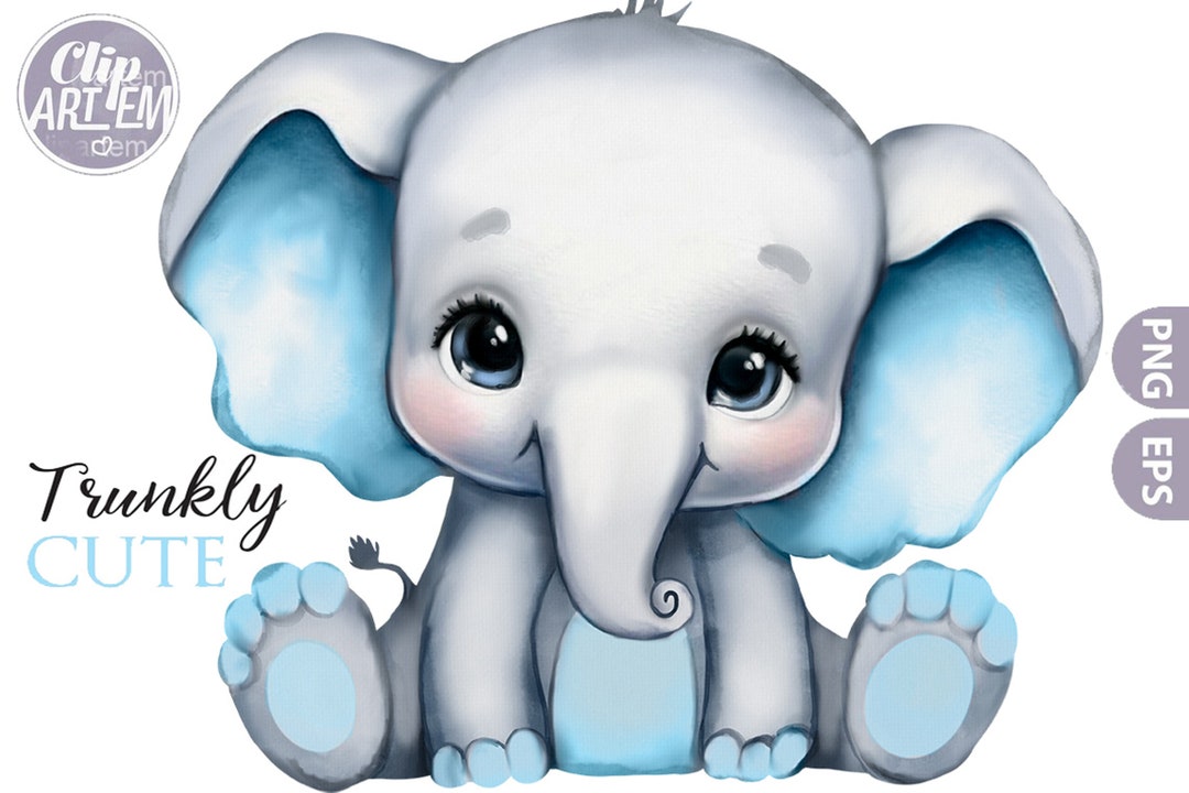 Elephant Image Cute Baby Boy Elephant PNG Digital File Printable at ...