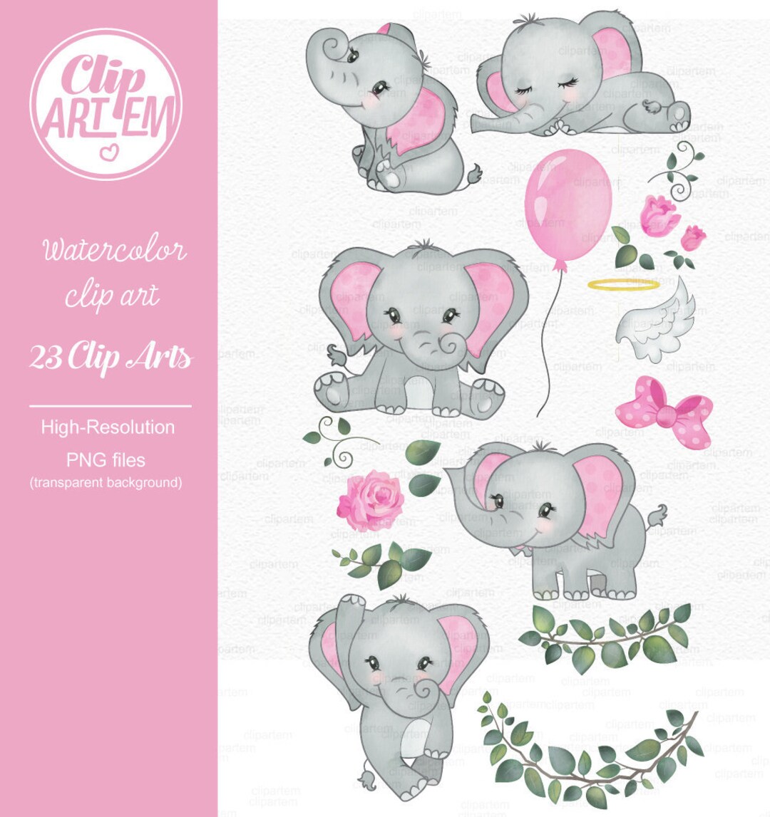Elephant Girl Clip Art, Watercolor. Watercolor Baby Elephant Clipart ...