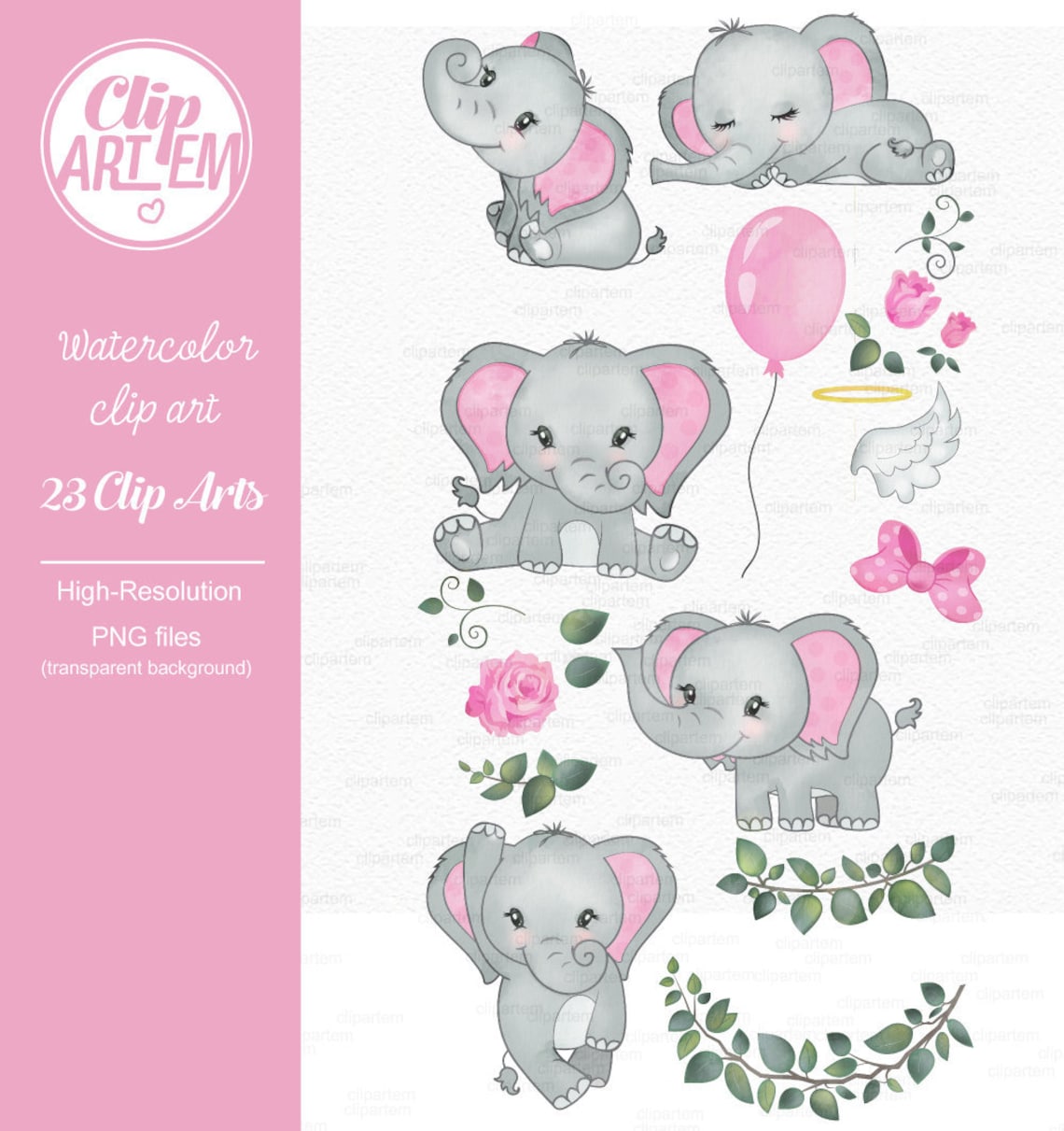 Elephant Girl Clip Art, Watercolor. Watercolor Baby Elephant Clipart ...