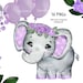 Purple Elephant Bundle 16 Clip Art, Watercolor Baby Girl Elephants With ...