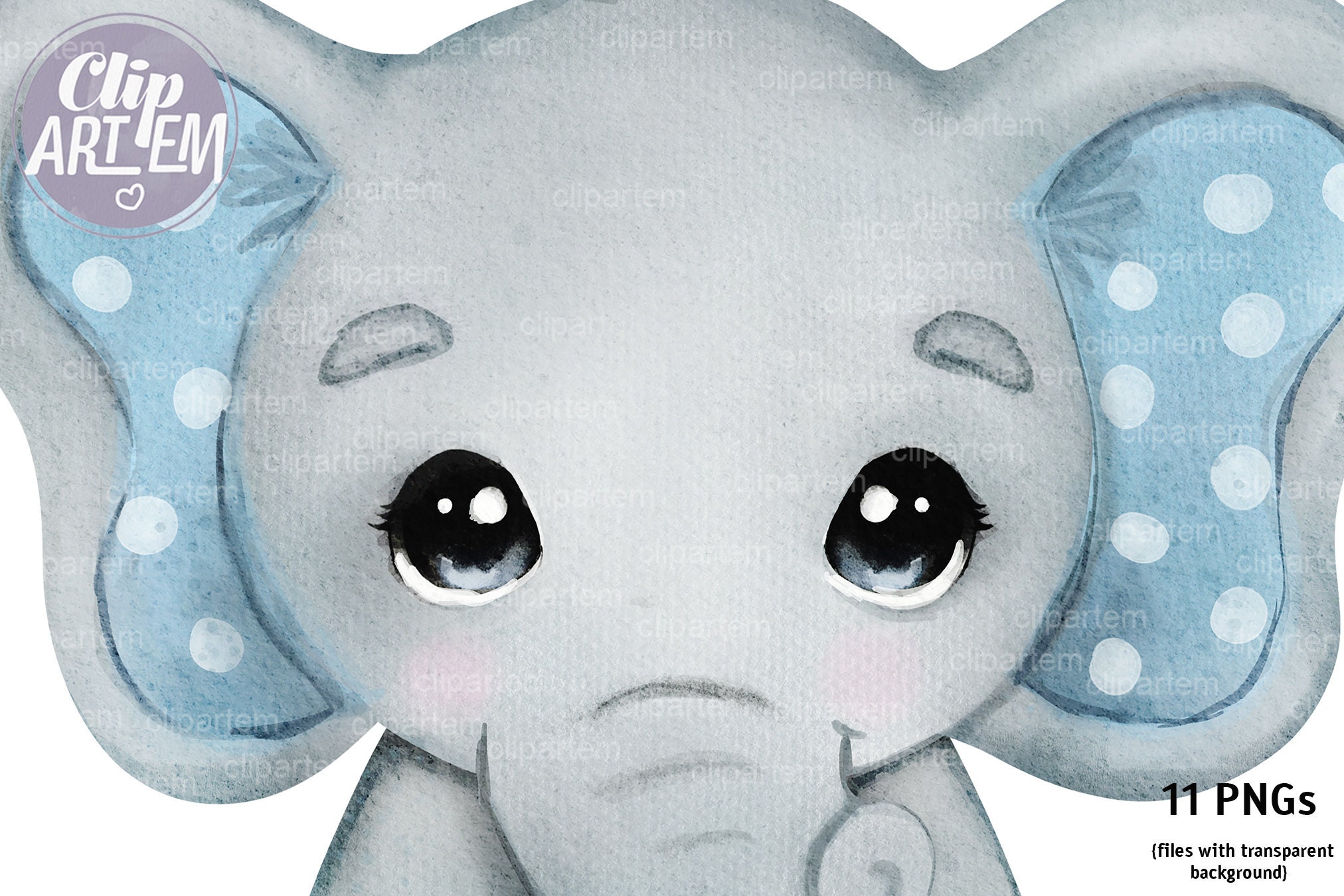 Watercolor Elephant Boy Bundle Clip Art PNG Baby Boy - Etsy