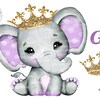 Purple Elephant Girl With Flower Floral Headbank, Lilac Gray Elephant ...