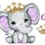Purple Elephant Girl With Flower Floral Headbank, Lilac Gray Elephant ...