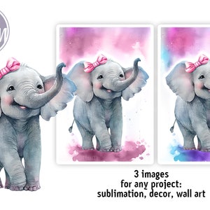 Elephant Clip Art for Creative Projects, Baby Girl Elephant Pink Bow ...