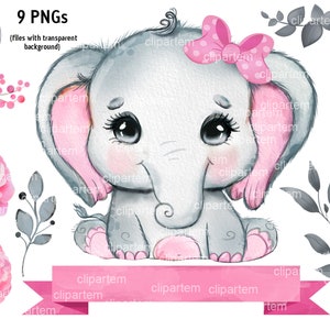 Pink Baby Elephant Clip Art, Watercolor Very Cute Little Peanut,pink ...
