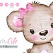 Girl Teddy Bear Clip Art Brown Pink Cute Baby Girl Bear | Etsy