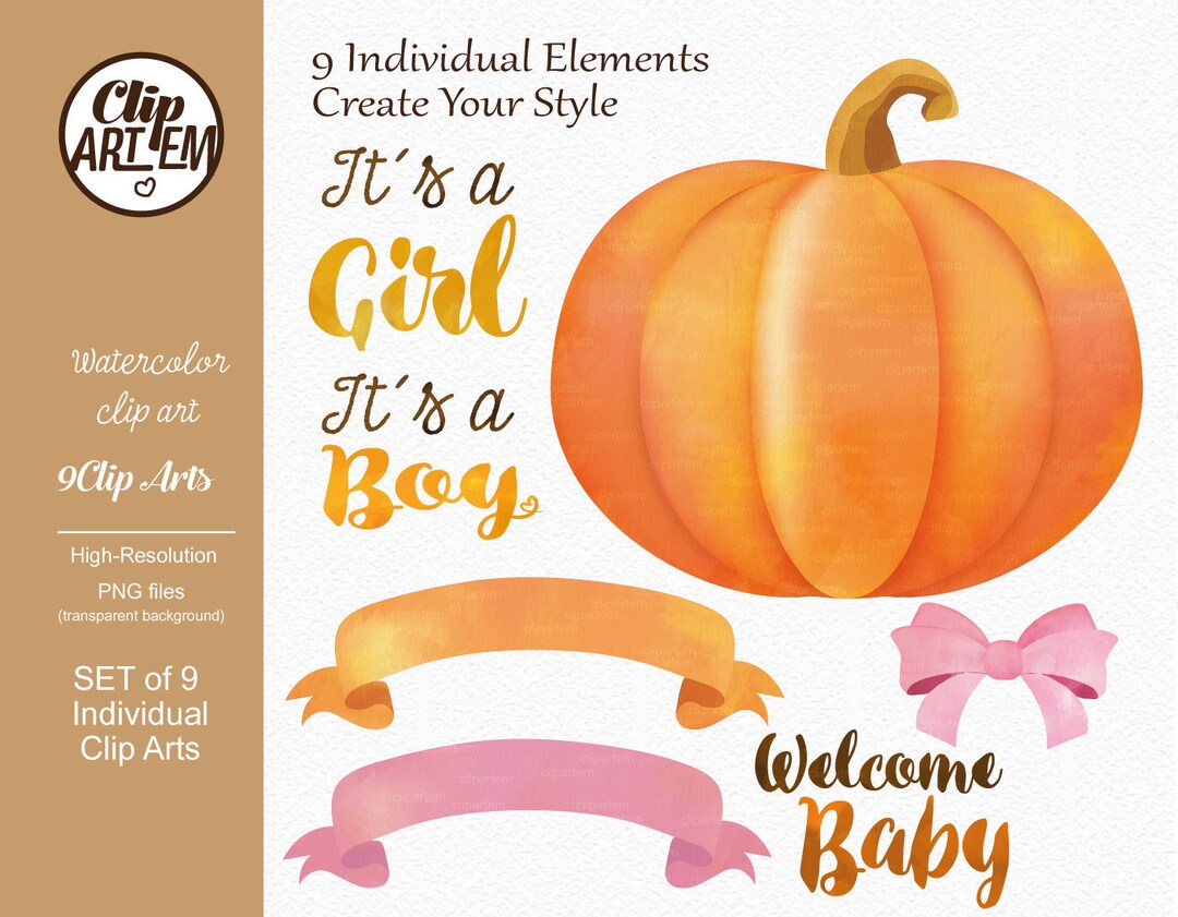 Pumpkin Clip Art, Fall Clip Art. Pumpkin Decor, Pumpkin Baby Shower ...