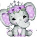 Princess Elephant With Crown Purple Floral Png Image | Table Decor ...