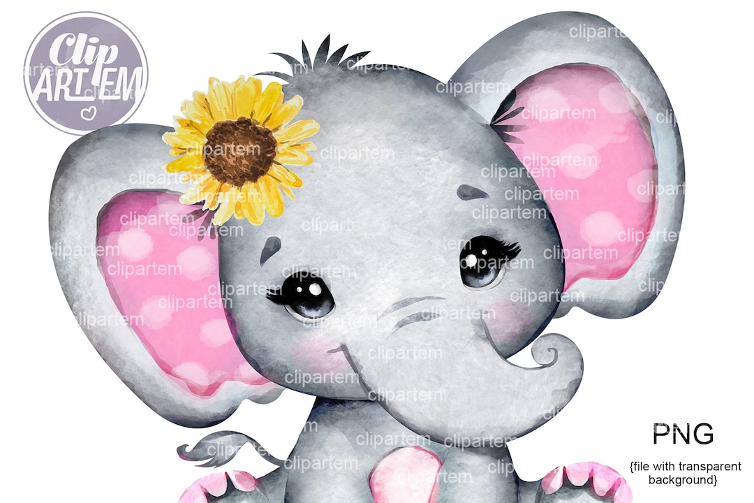 Elephant Sunflower Baby Shower Decorations, Elephant Baby Girl Pink ...