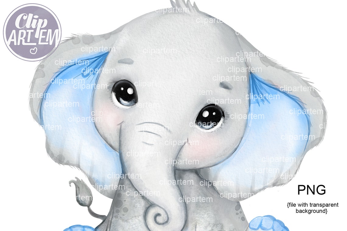 Cute Elephant Boy Clip Art Watercolor Very Cute Little | Etsy