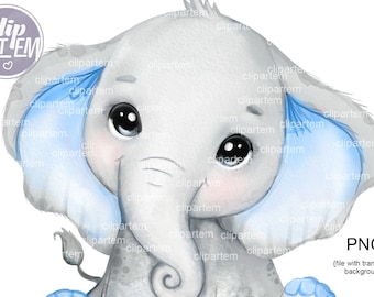 Boy Elephant Clip Art Watercolor Very Cute Little Peanut - Etsy
