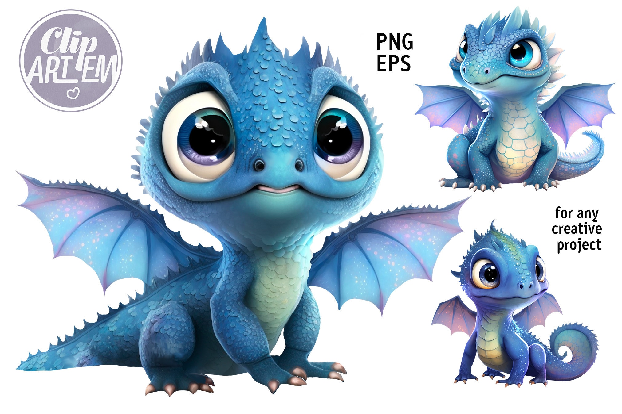 Cute Blue Baby Dragon