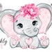 Hot Pink Girl Elephant With Large Flower Headband on Her Head ...