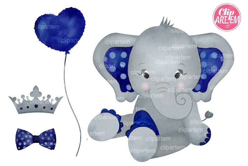 Navy Elephant Clip Art Bundle for Baby Shower Peanut - Etsy