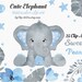 Elephant Boy Clip Art, Watercolor. Watercolor Baby Peanut Clipart, Blue ...