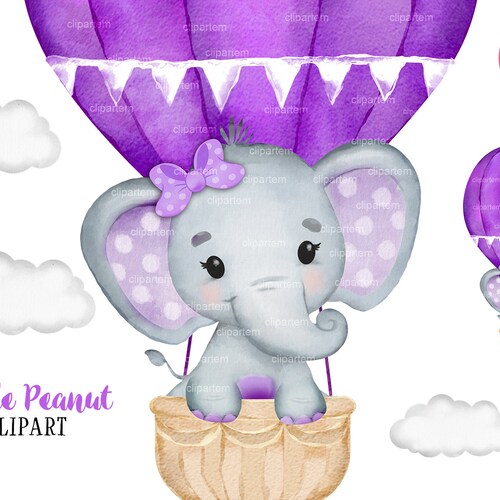 Watercolor Girl Elephant Clip Art Very Cute Little - Etsy