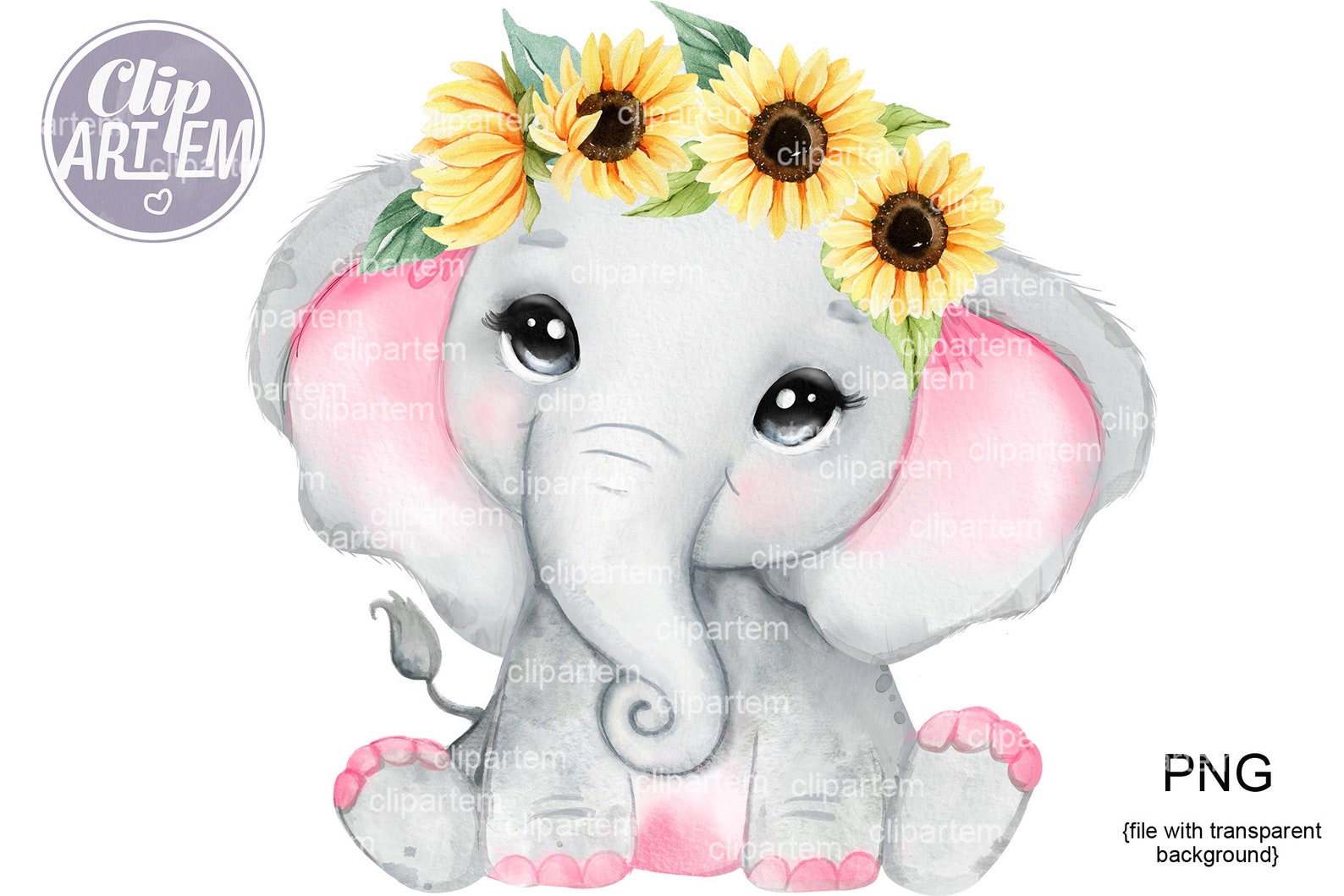 Elephant Sunflower Baby Shower Decorations, Elephant Baby Girl Pink ...