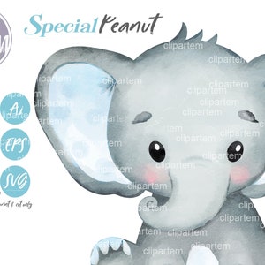 Boy Elephant Vector, Watercolor Elephant Clip Art, Scalable Watercolor ...