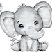 Gray Watercolor Boy Elephant Clip Art, Very Cute Little Peanut, Gray ...