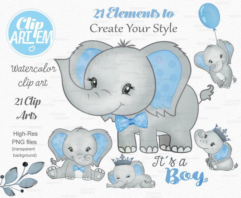 Elephant Boy clip art watercolor. Watercolor Baby Peanut | Etsy