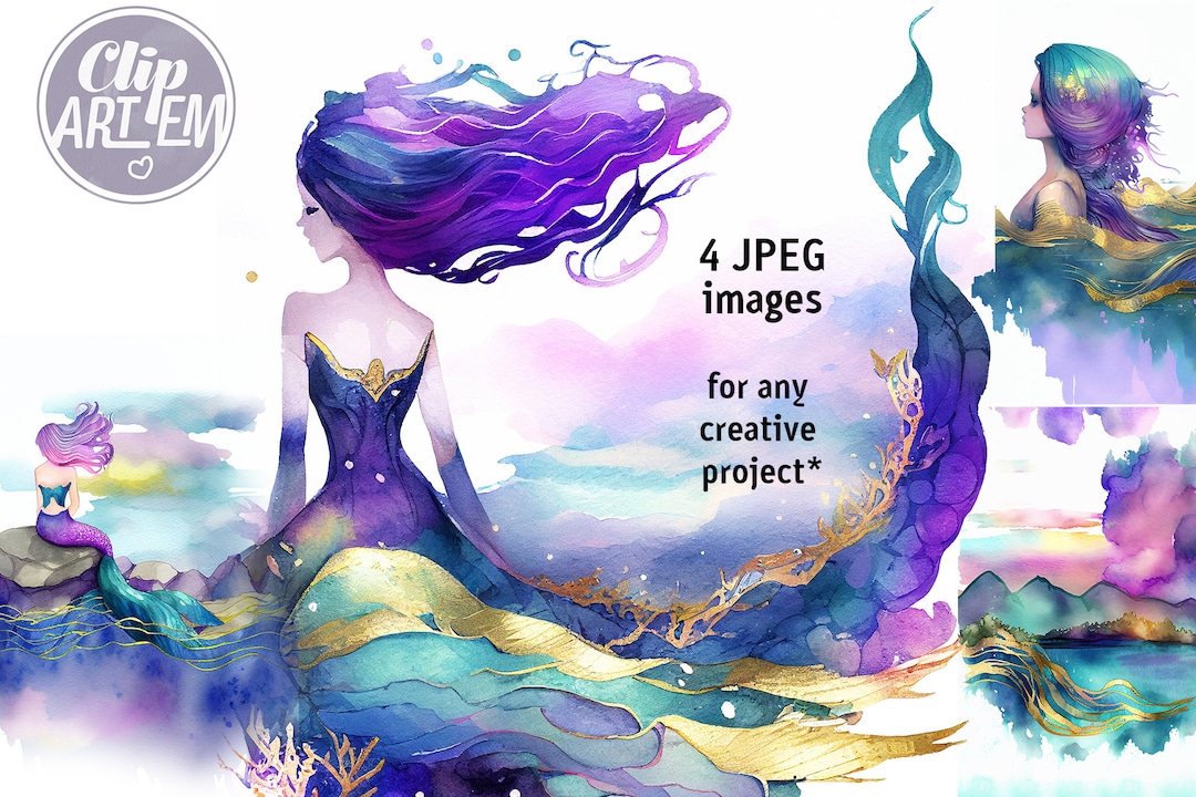 Mermaid Print, Mermaid Wall Art Image for Home Decor, Beautiful Mermaid ...