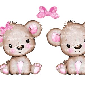 Girl Teddy Bear Clip Art, Brown Pink Cute Baby Girl Bear Illustration ...