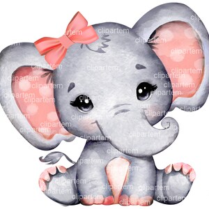 Peach Girl Elephant Clip Art, Watercolor Very Cute Little Peanut,coral ...
