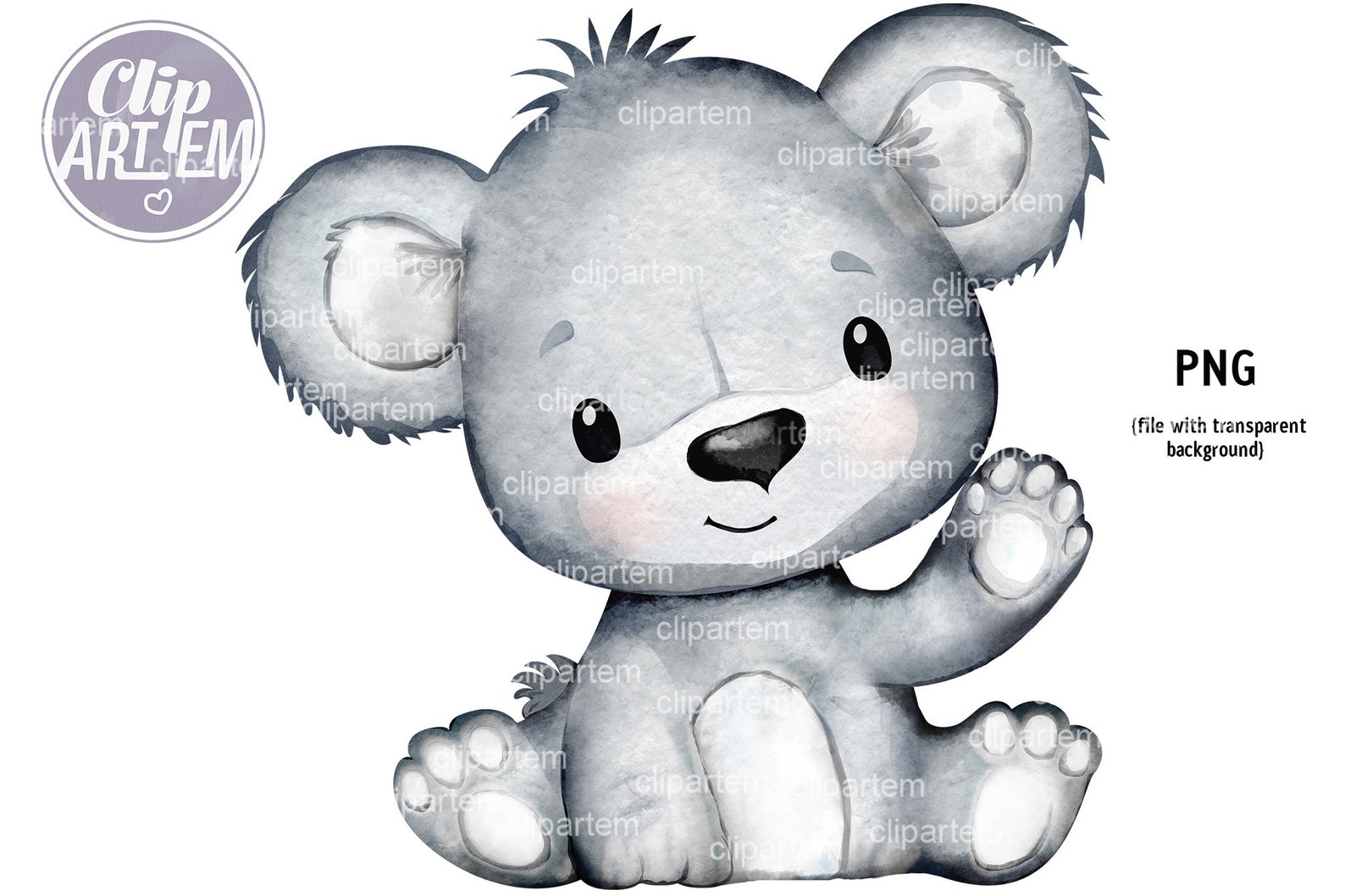 Gray Baby Bear Watercolor PNG, Teddy Bear Image, Baby Cub Illustration ...