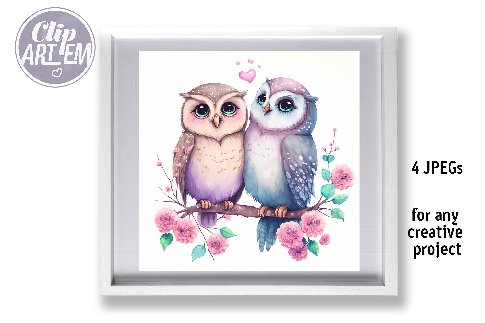 Two Owls in Love Wall Art Print Digital File. Love Owls - Etsy