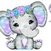 Purple Teal Elephant Clip Art, Watercolor Cute Little Peanut,lavender ...