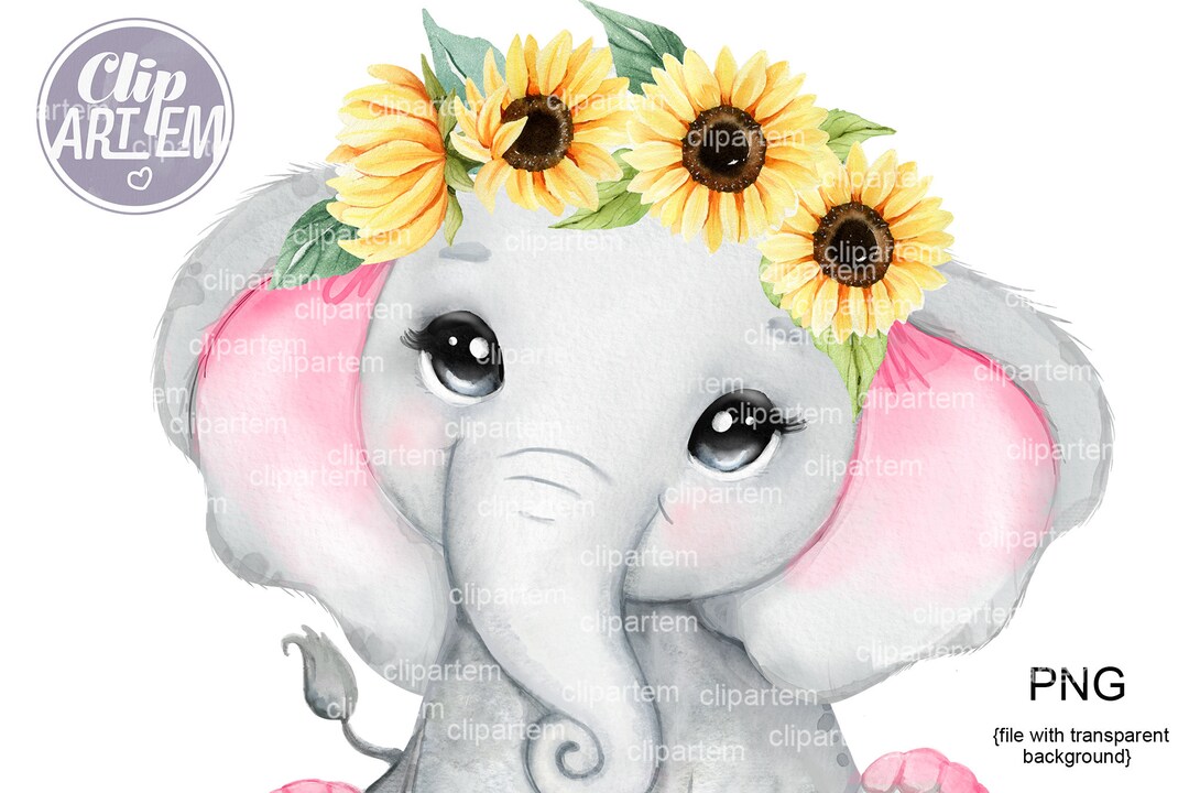 Elephant Sunflower Baby Shower Decorations, Elephant Baby Girl Pink ...