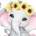 Elephant Sunflower Baby Shower Decorations, Elephant Baby Girl Pink ...